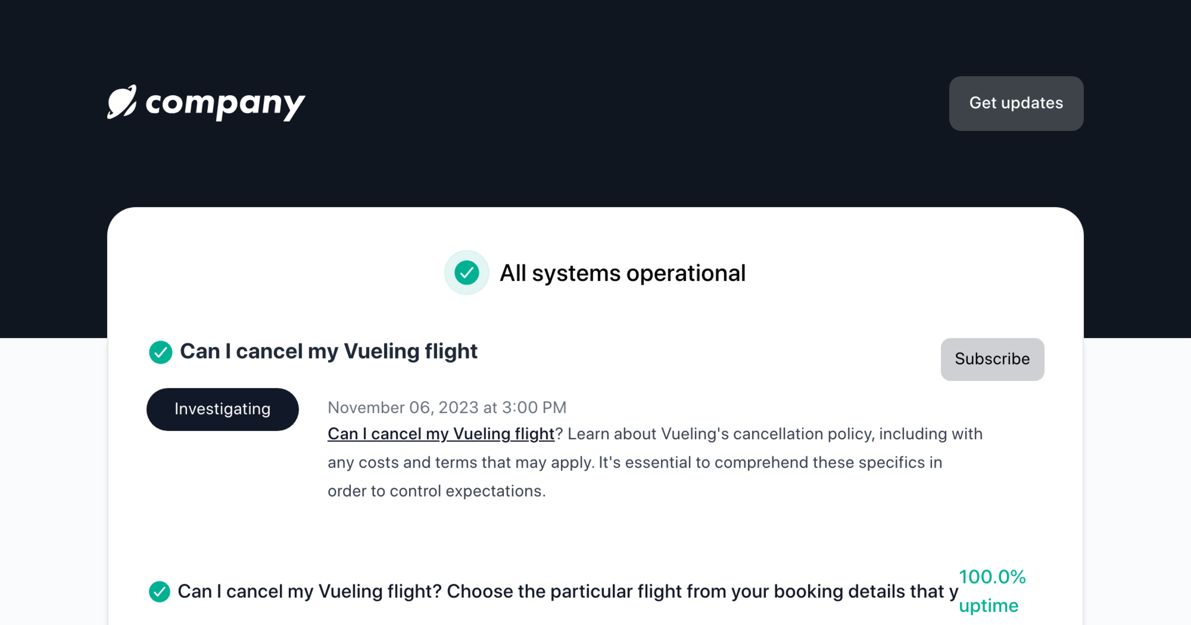 Travel Agency - Status